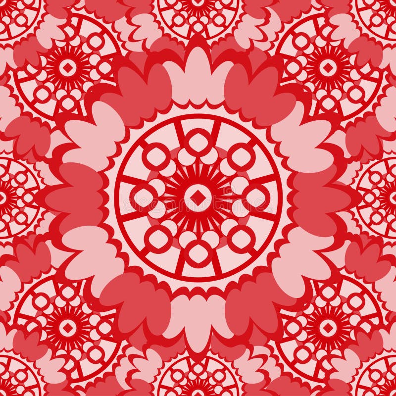 Soft Red Abstract Seamless Pattern with Round Ornamental Element Stock ...