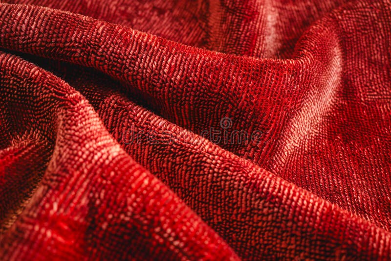 Soft Red Fabric with a Rich Texture, Elegantly Draped and Highlighted ...