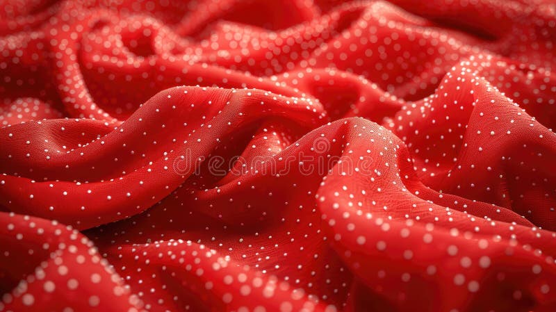 Soft Red Fabric with White Small Polka Dots Draped Artistically on a ...