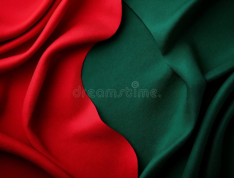 Soft Red and Green Fabric Draped Together, Creating Vibrant and Dynamic ...