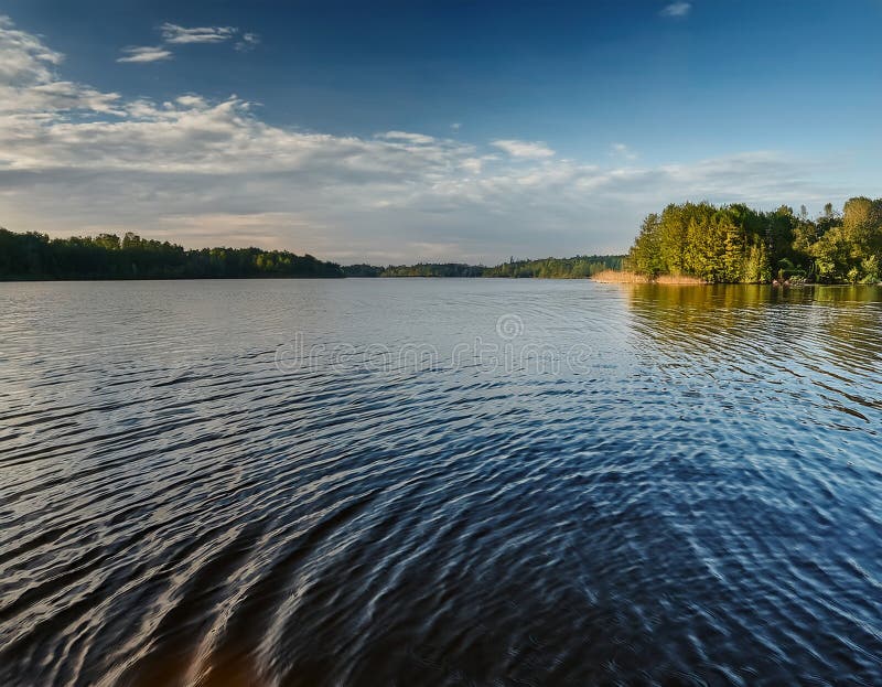 Soft Ripples on a Calm Lake Reflecting Light and Creating Textured ...