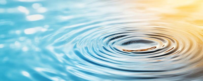 Soft Ripples Creating Concentric Circles on Blue Water Surface with ...