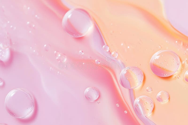 Close-up View of Oil Droplets on a Pink Surface Creating Soft Ripples ...