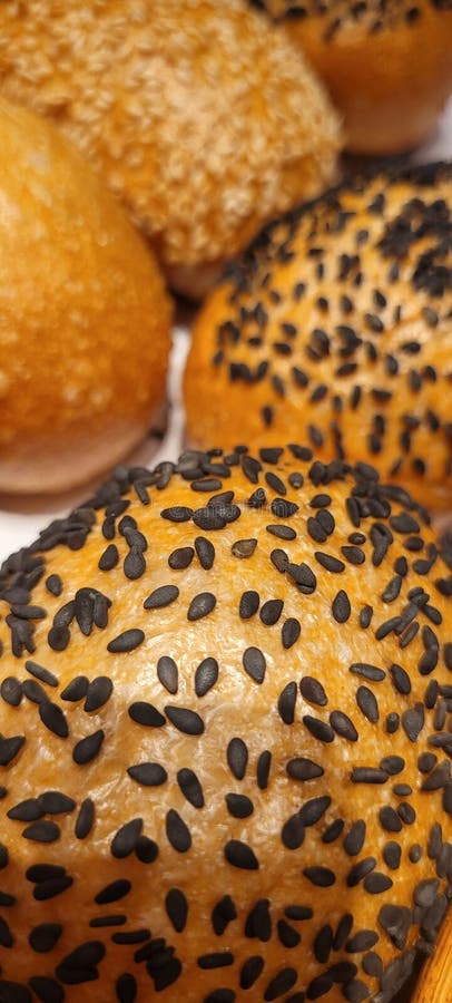 Soft Roll Bread with Black Sesame Stock Image - Image of sesame, roll ...