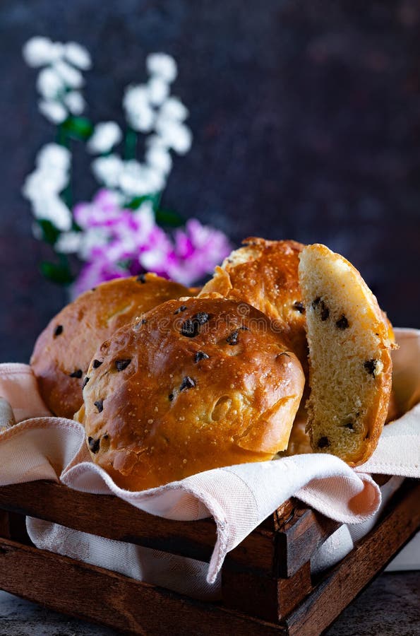 Soft Rolled Buns with Chocolate Stock Image - Image of brown, crust ...