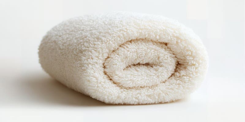 Soft Rolled Cream Colored Bath Towel Spa Texture Stock Image - Image of ...