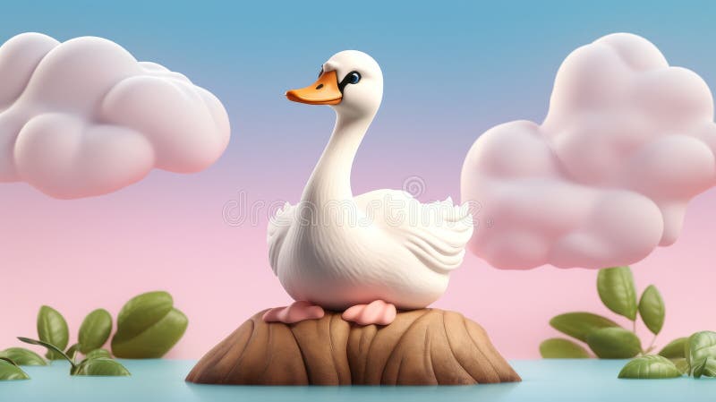 Soft and Romantic 3d Goose in the Sky Vector Illustration Stock ...