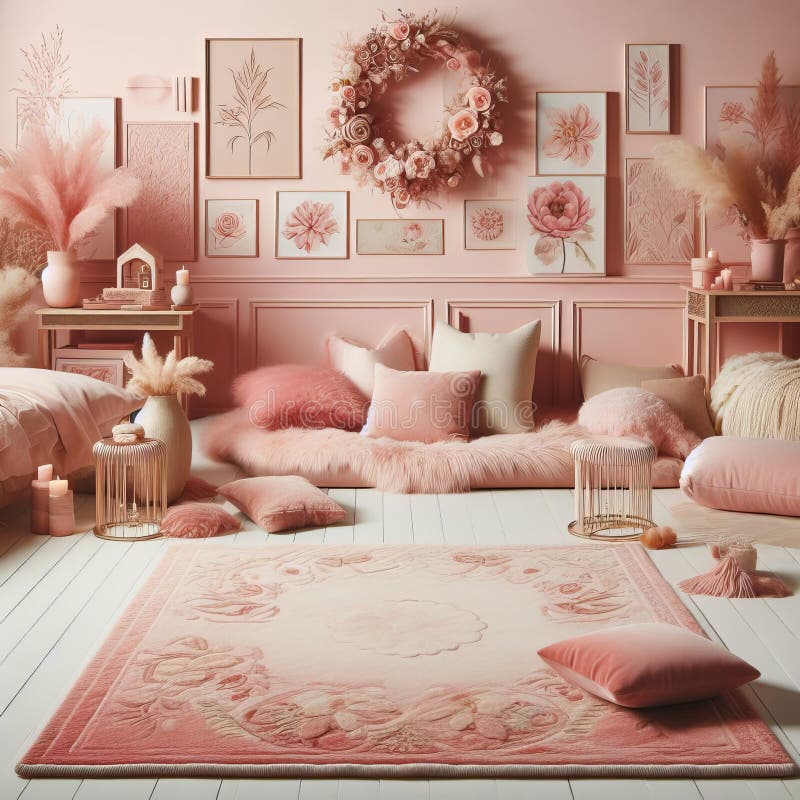 Soft Rose Pink Area Rug with a Plush Texture, Photo V Stock Photo ...