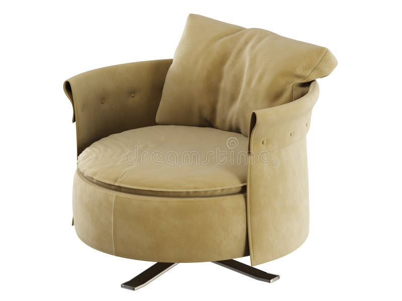 Soft Round Chair with a Pillow Top View 3d Rendering Stock Illustration ...