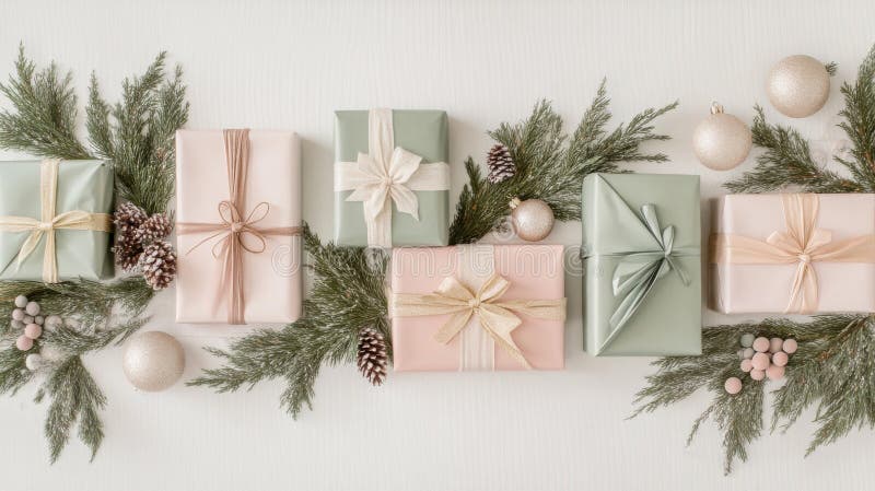 Soft Sage and Blush Gift Wrap Frame: a Modern Frame Stock Photo - Image ...