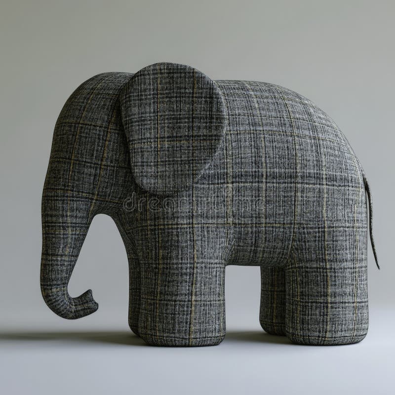 Soft Sculpture of a Textured Elephant in Neutral Tones Displayed ...
