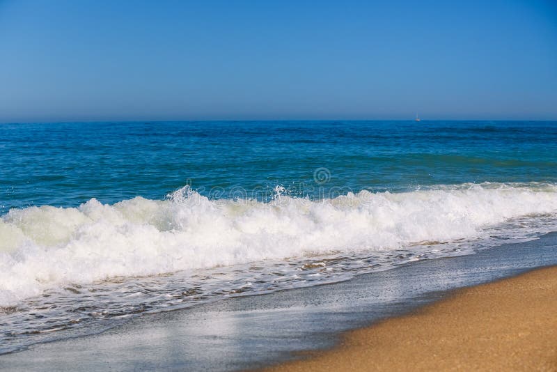 Soft Sea Ocean Waves Wash Over White Sand, Beach Background Stock Image ...