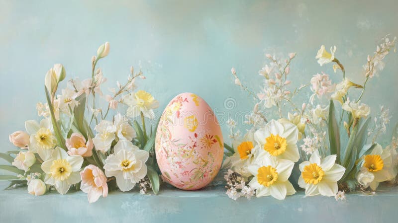 A Soft and Serene Easter Scene Featuring a Colorful Easter Digital ...