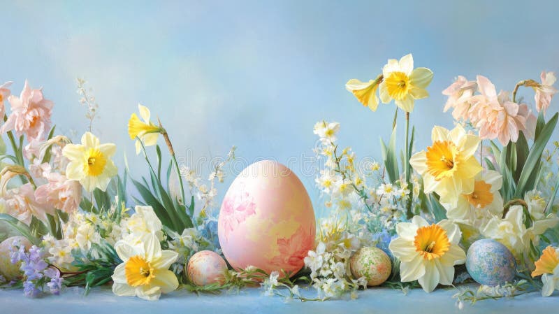 A Soft and Serene Easter Scene Featuring a Colorful Easter Digital ...