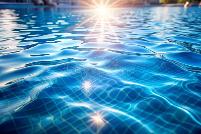 Water Waves Surface in Sunlight on Blue Swimming Pool Stock ...