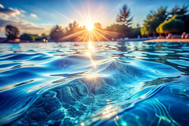 Water Waves Surface in Sunlight on Blue Swimming Pool Stock ...