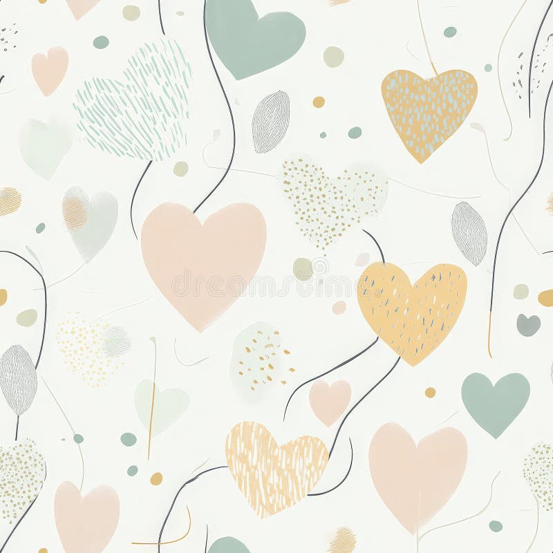 A Soft, Serene Pattern of Hearts, Circles, and Scattered Dots, with ...