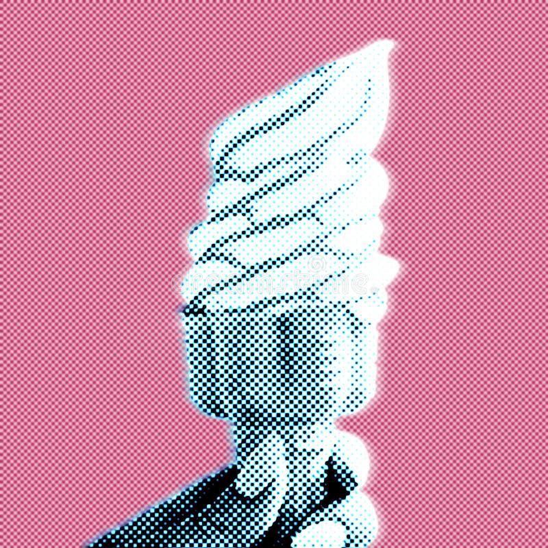 Soft Serve Ice Cream in a Cone Pop Art Style on Pink Background Stock ...