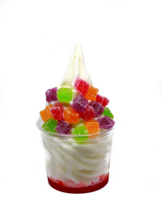 Soft Serve Ice Cream in a Cup with Topping Stock Image - Image of ...