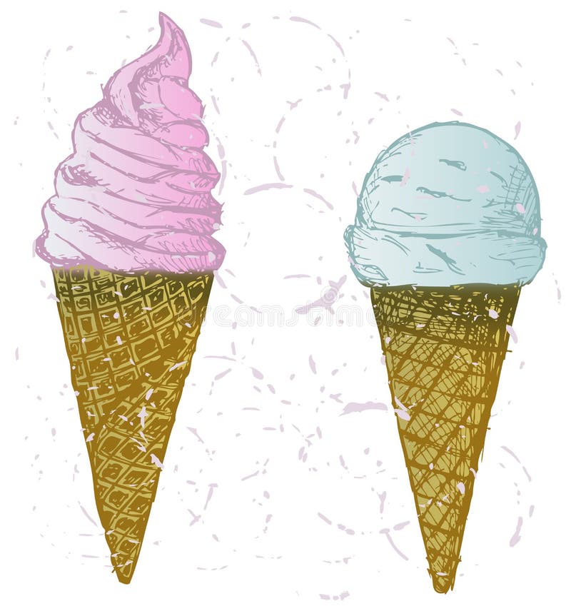 Soft Serve Ice-cream Cone. Hand Draw Sketch Vector Stock Vector ...