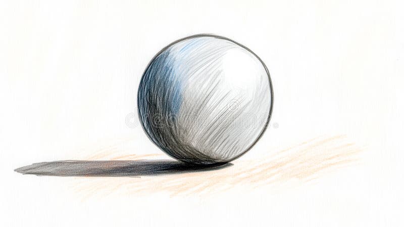 Pencil Drawing of a Sphere Casting a Shadow on a Textured Surface Stock ...