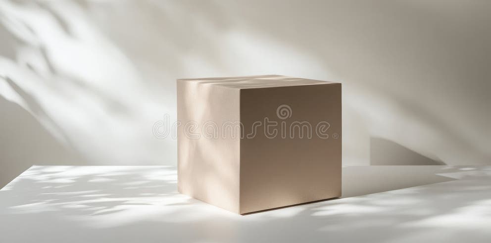A Soft Shadow is Cast by a Minimalist Beige Cube in Sunlight Stock ...