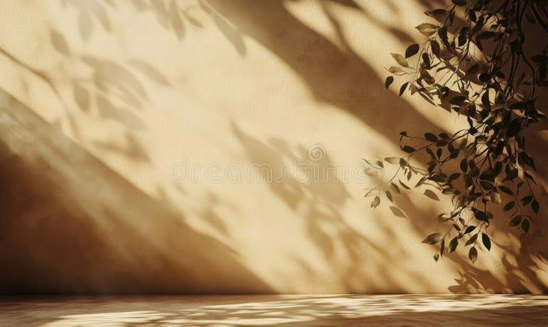 Soft Shadows on Textured Wall, Natural Light Creating Patterns, Leaves ...