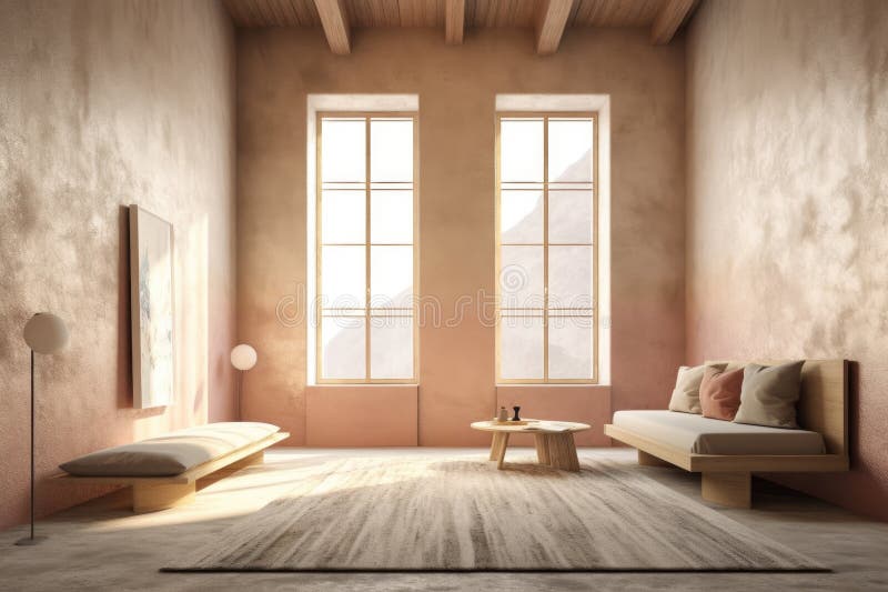Soft Shadows and Textures in a Minimalist Room Stock Illustration ...