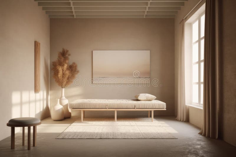 Soft Shadows and Textures in a Minimalist Room Stock Illustration ...