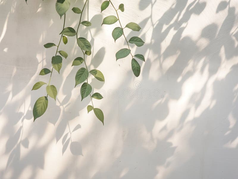 Soft Shadows on a White Wall, Shadows from Leaves. Abstract Neutral ...