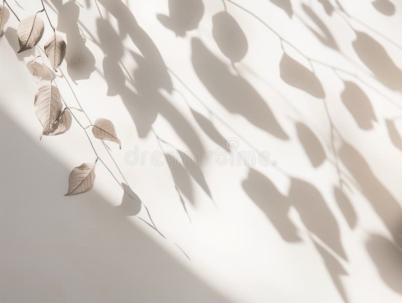 Soft Shadows on a White Wall, Shadows from Leaves. Abstract Neutral ...
