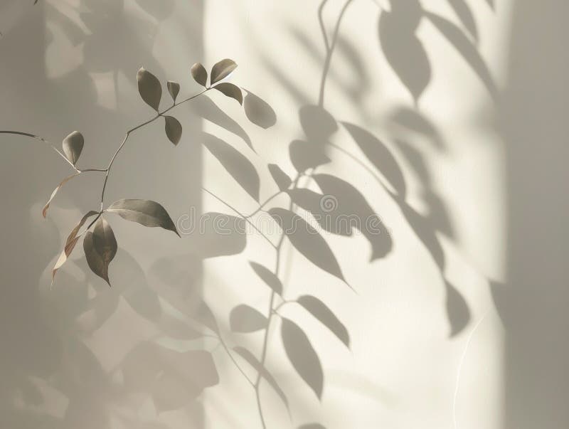 Soft Shadows on a White Wall, Shadows from Leaves. Abstract Neutral ...