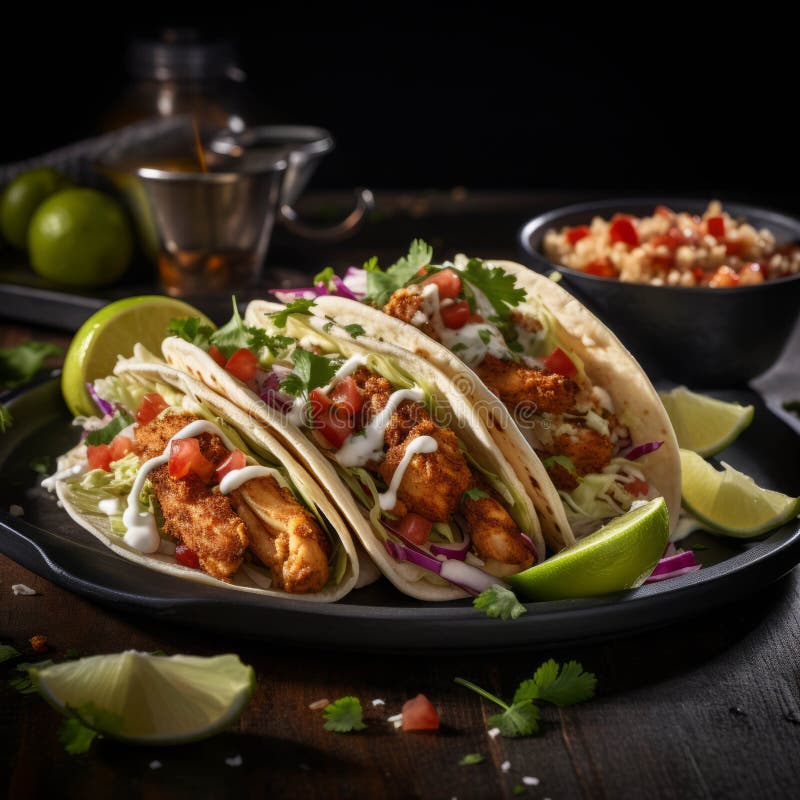 Soft Shell Chicken Tacos for a Restaurant Promotion Stock Illustration ...