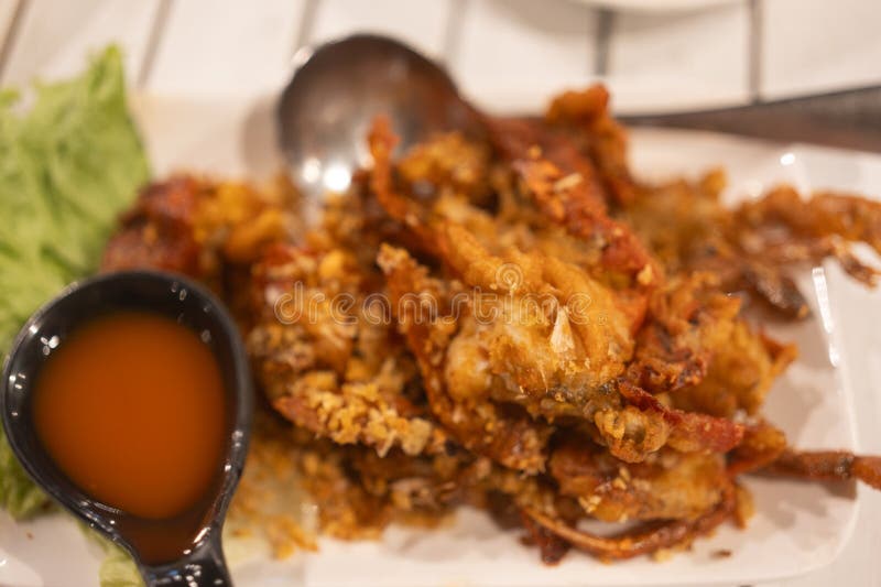 Soft Shell Crab Fried with Garlic Stock Image - Image of restaurant ...