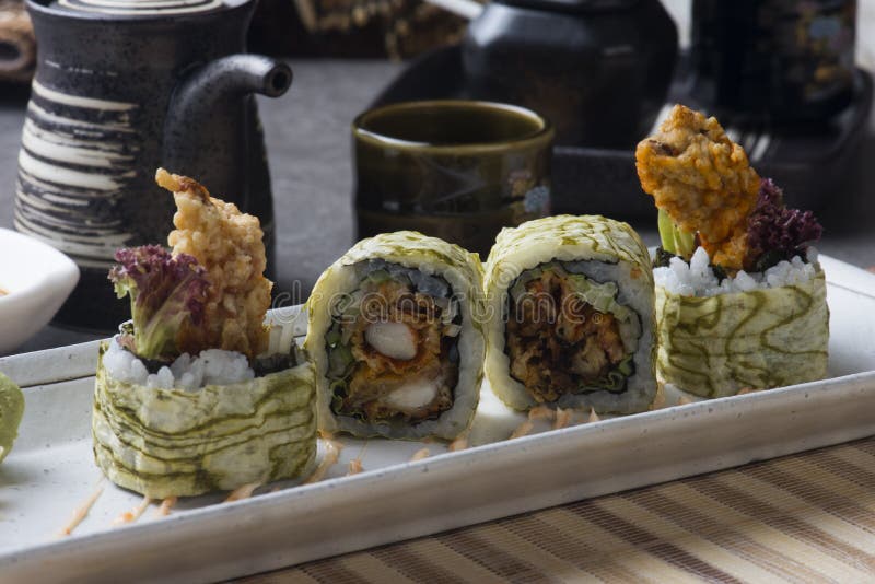 Soft shell crab roll sushi stock photo. Image of gourmet - 118842060