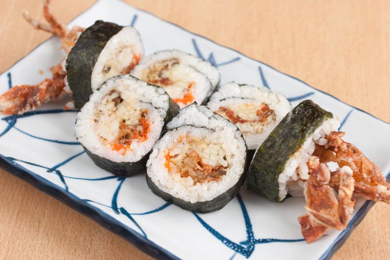 Soft shell crab sushi roll stock image. Image of rice - 22071607