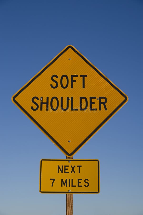 Soft shoulder traffic sign stock image. Image of blue - 1357539