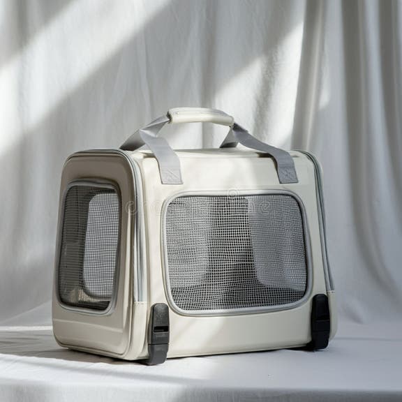 Soft-sided Pet Carrier Featuring a Rectangular Shape with a Light Gray ...