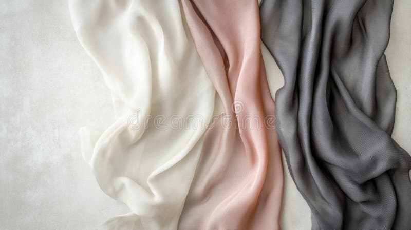 Flowing Silk Fabrics in Elegant Tones on Neutral Background Create a ...