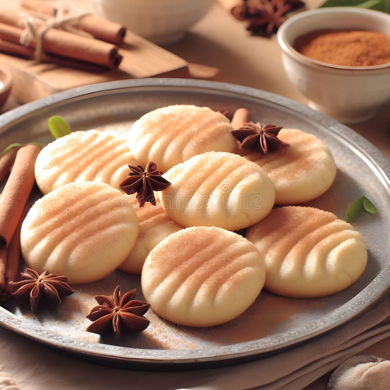 Soft and Simple Sugar Cookies Presentation on Serving Tray Ai Generated ...