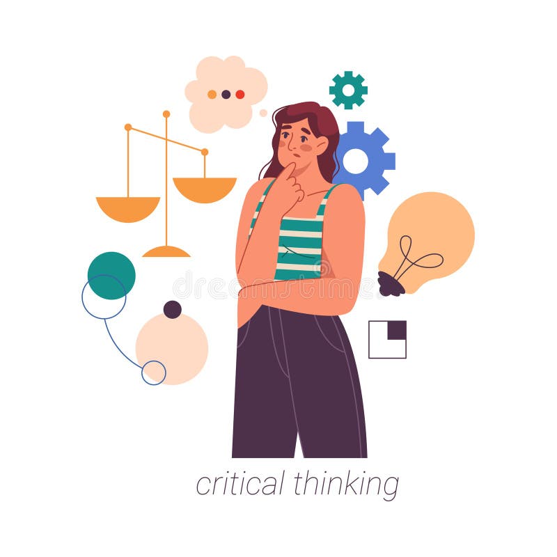 Soft Skill of Woman, Critical Thinking Ability Stock Vector ...