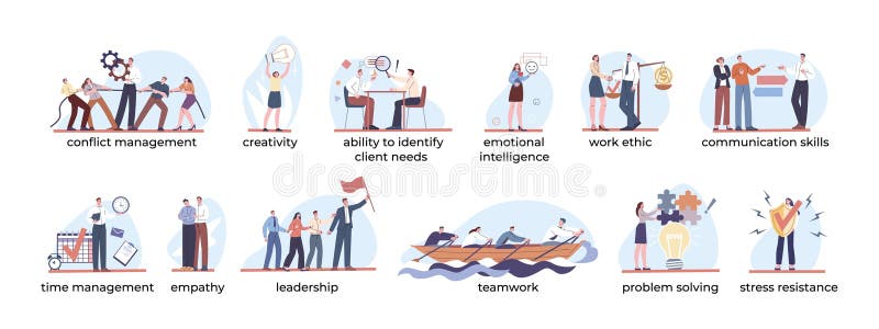 Soft Skills Characters. Individual Abilities for Corporate Working ...