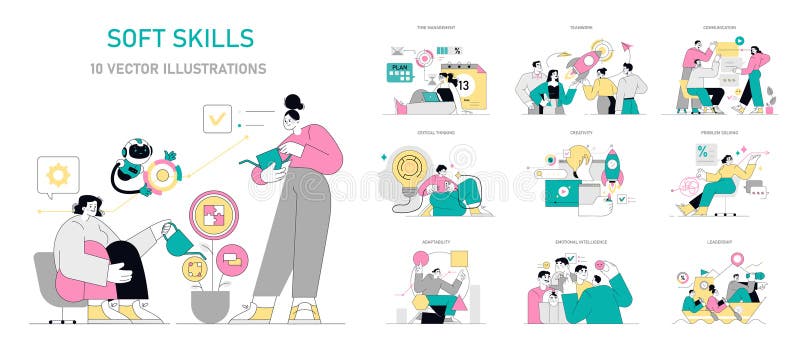 Soft Skills Flat Vector Illustration. Stock Vector - Illustration of ...