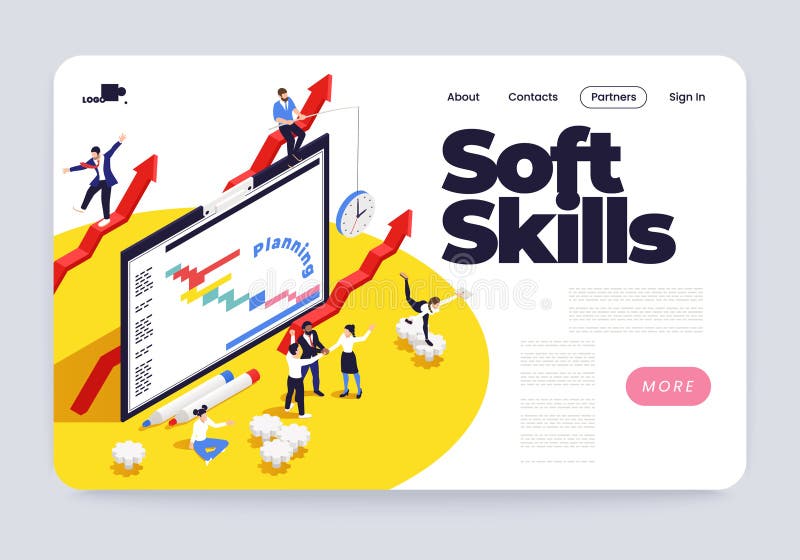 Soft Skills Isometric Banner Stock Illustration - Illustration of ...