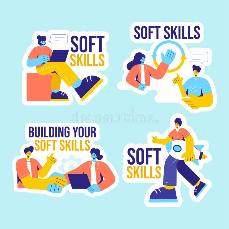 Soft Skills Label Flat Cartoon Hand Drawn Templates Background ...