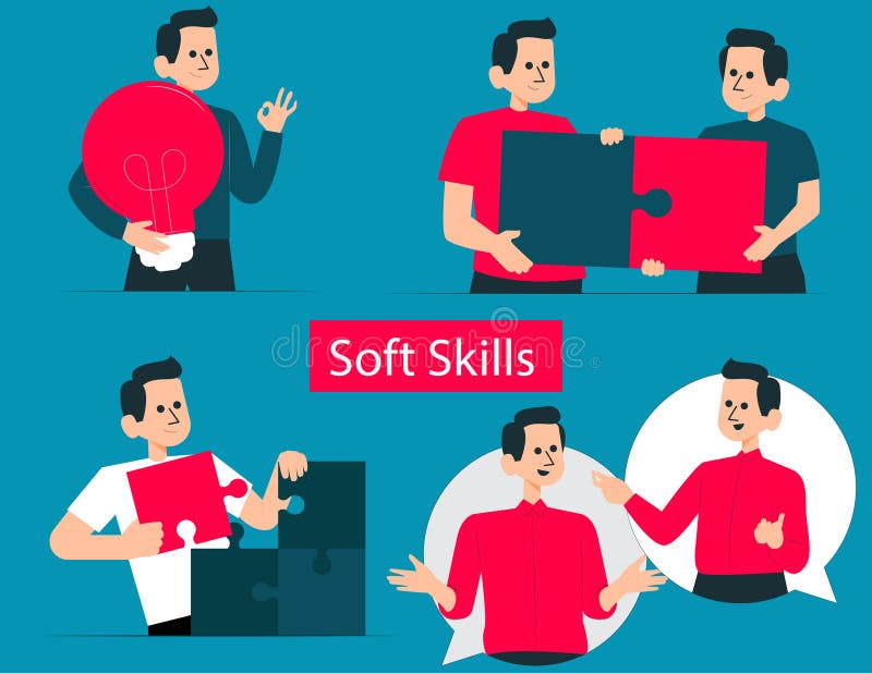 Soft Skills Set. Isolated Flat Vector Illustration Concept Stock Vector ...