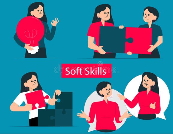 Soft Skills Set. Isolated Flat Vector Illustration Concept Stock Vector ...