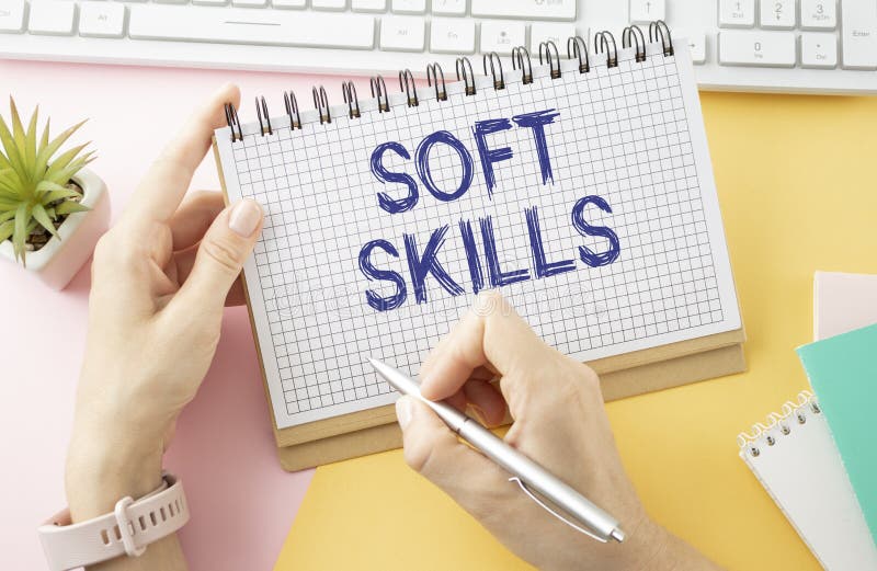 Soft Skills Text Concept Write on Notebook in Hands African Woman Stock ...