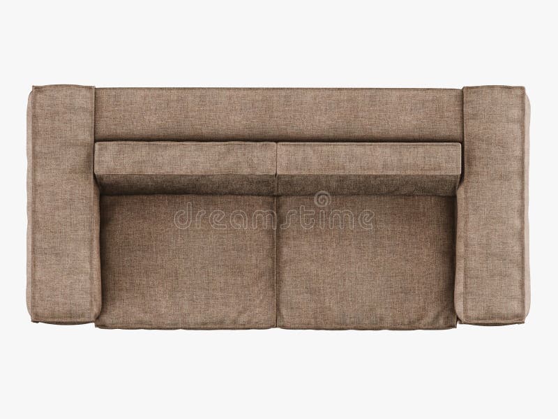 Soft Sofa on White Background Top View 3d Rendering Stock Illustration ...
