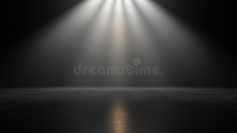 Soft Spotlight Illuminating a Dark Stage with a Reflective Floor Stock ...